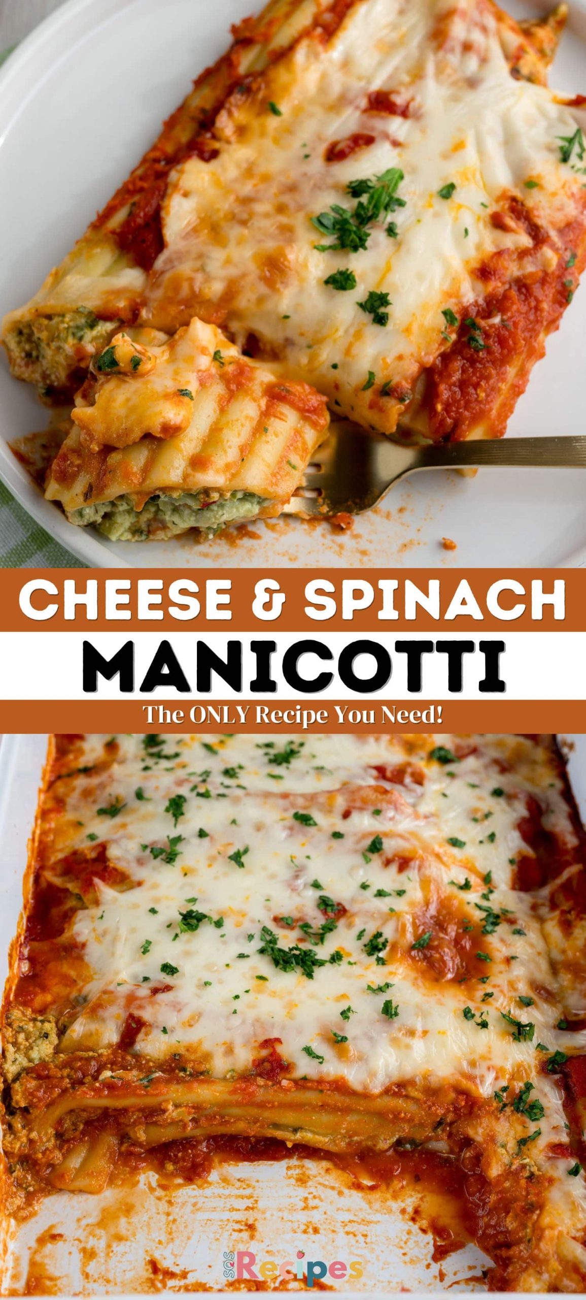 3 Cheese and Spinach Manicotti (Stuffed Baked) - Sos Recipes