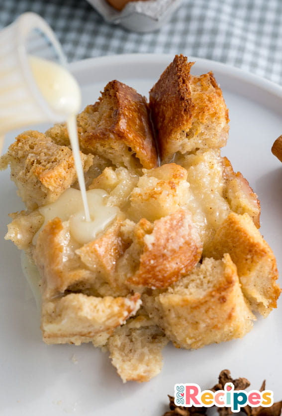 Bread Pudding with Sweet Creamy Sauce - Sos Recipes