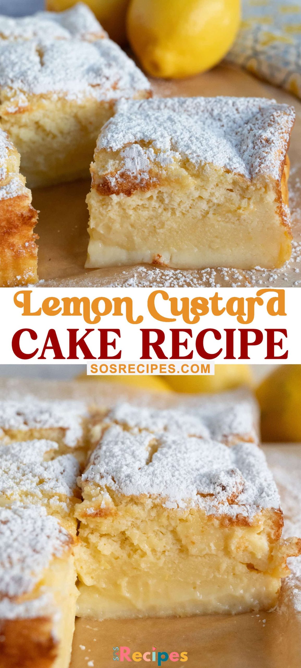 Zesty Lemon Custard Cake Recipe - Sos Recipes